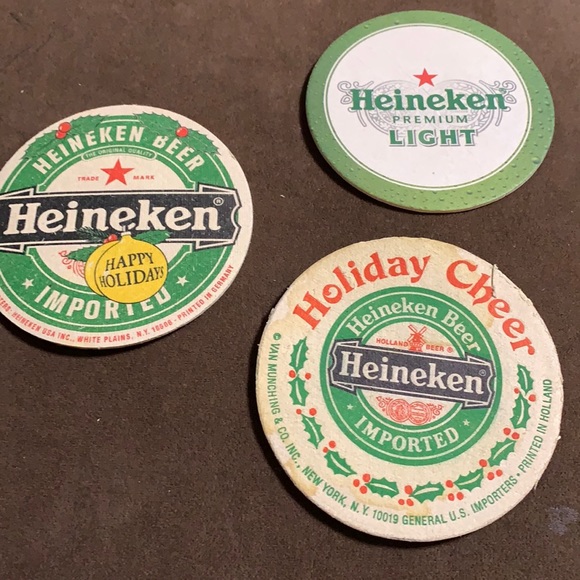 heineken | Other | 3 Vintage Heineken Beer Coasters | Poshmark